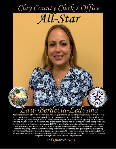 All-Star Employee Awards | Clay County Clerk of Court