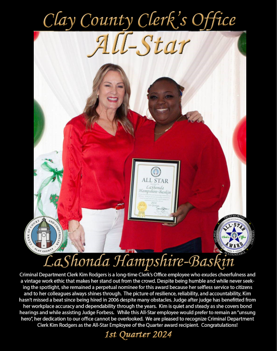 All-Star Employee Awards | Clay County Clerk of Court